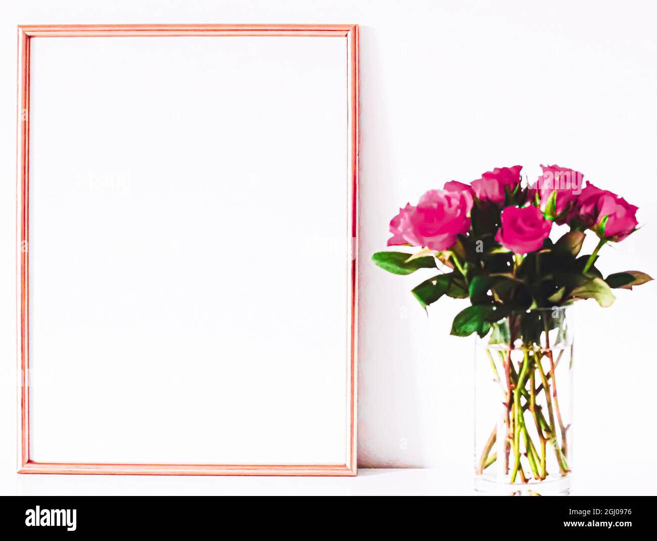 Rose gold frame on white furniture, luxury home decor and design for ...