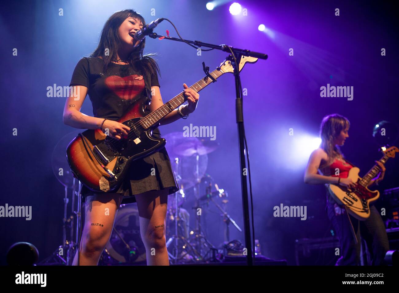 Manchester, UK. 07th September 2021. Beabadoobee performs at the O2 ...