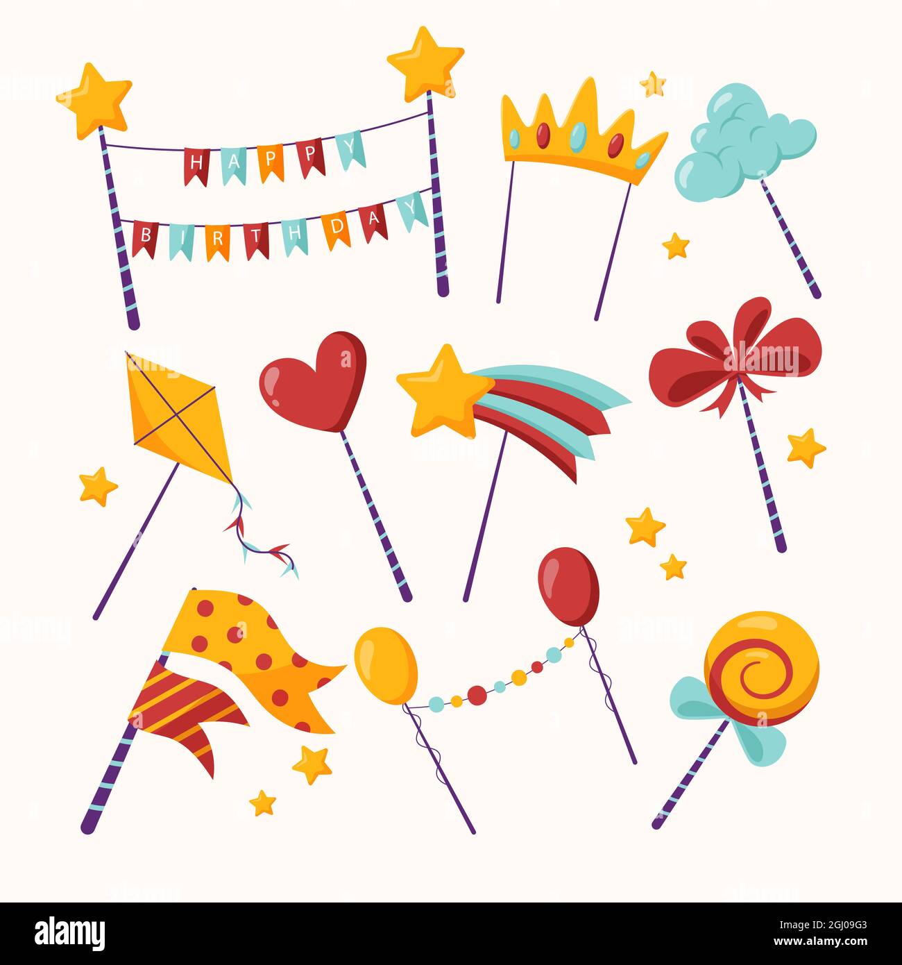 Flat design cake topper set Vector illustration Stock Vector Image ...