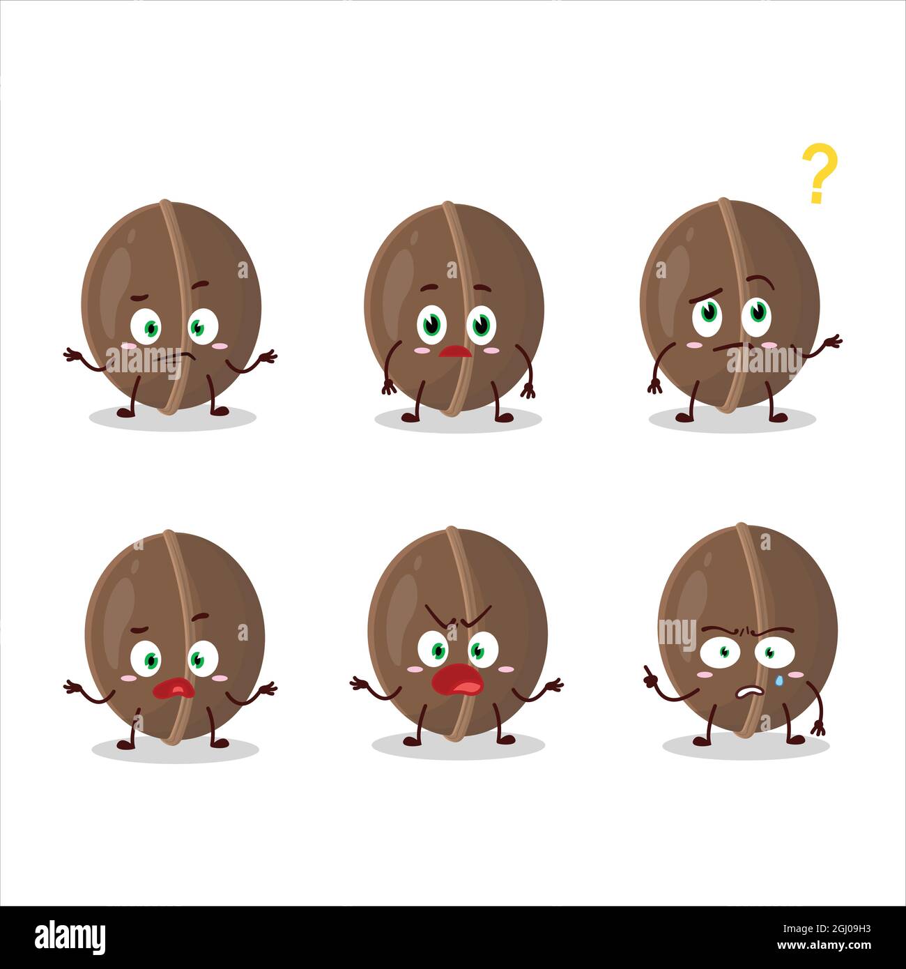 Cartoon character of walnuts with what expression. Vector illustration ...