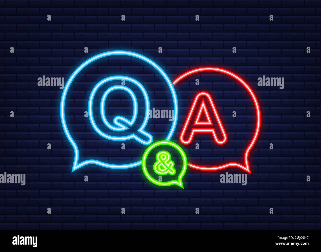 Question and Answer Bubble Chat. Neon icon. Vector stock illustration ...