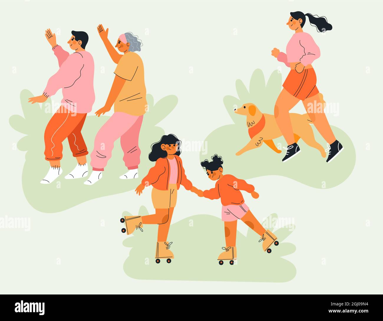 Hand drawn people doing outdoor activities Vector illustration Stock ...