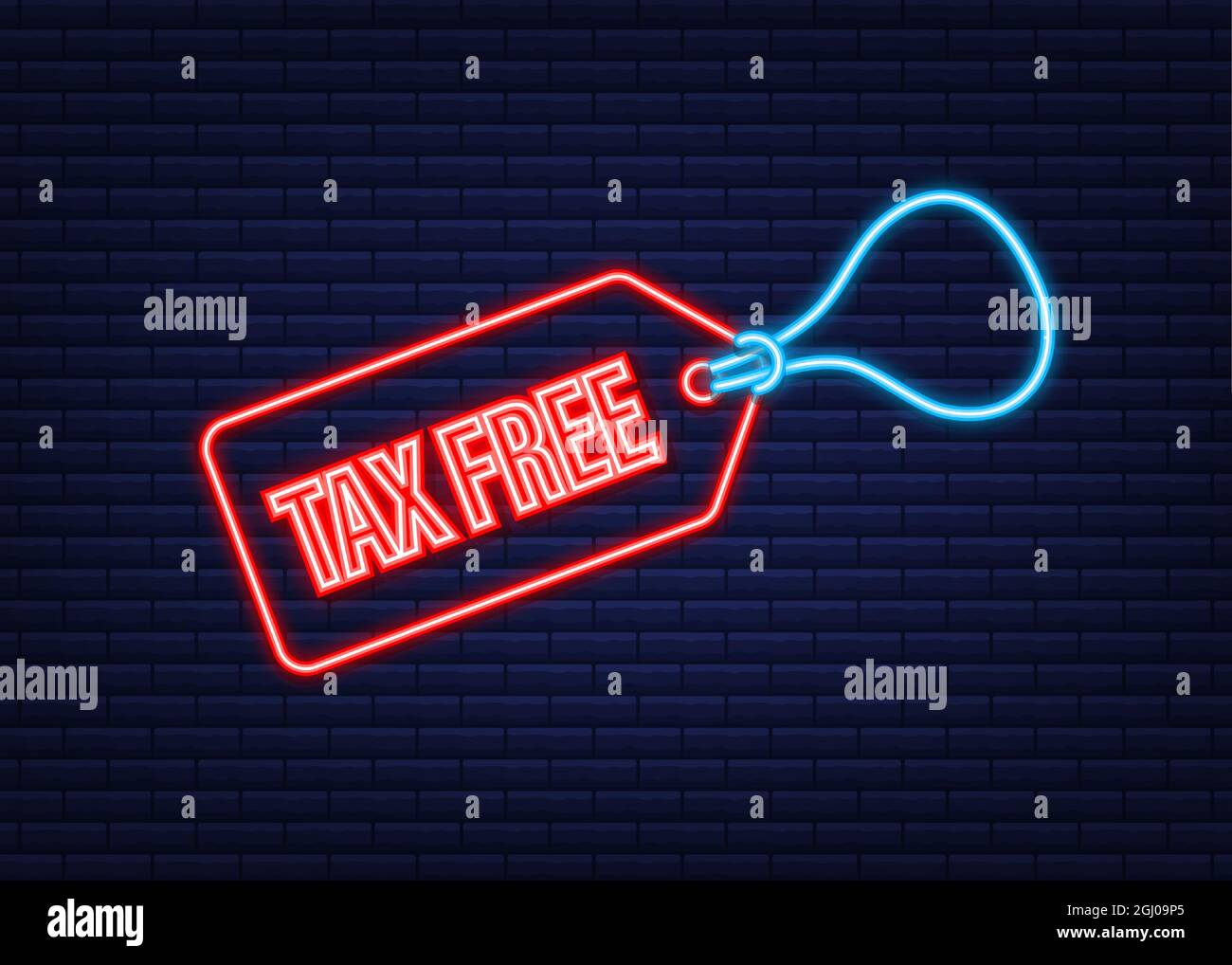 Modern red tax free sign. Neon icon. Vector stock illustration Stock ...