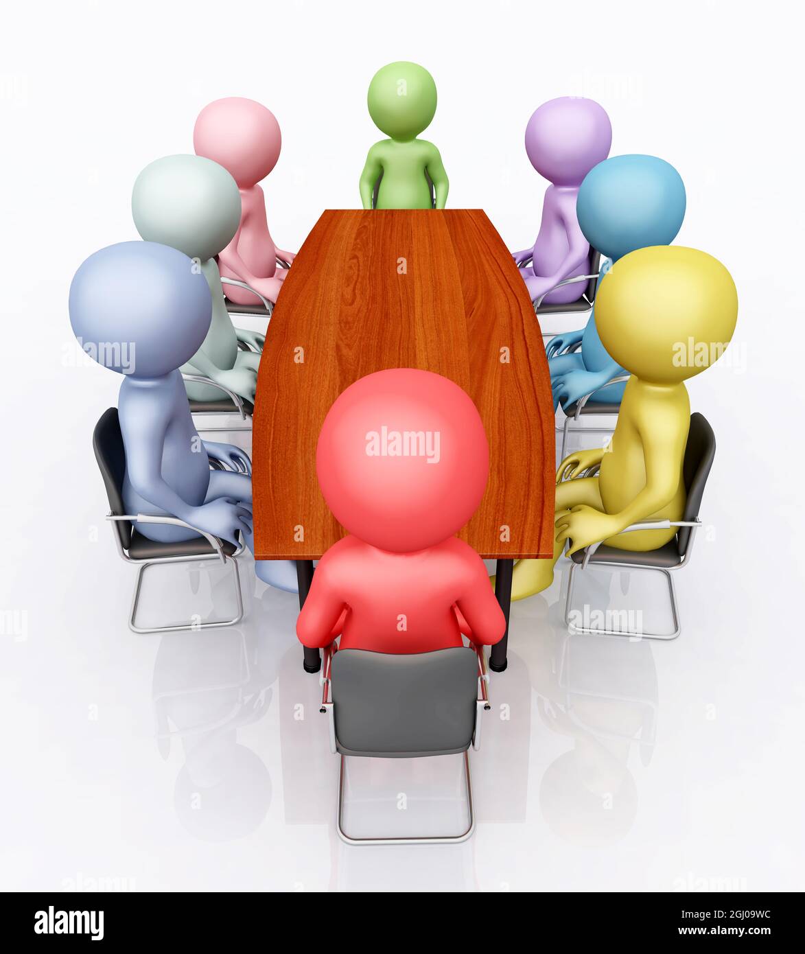 Conference table and 3D figures Stock Photo - Alamy