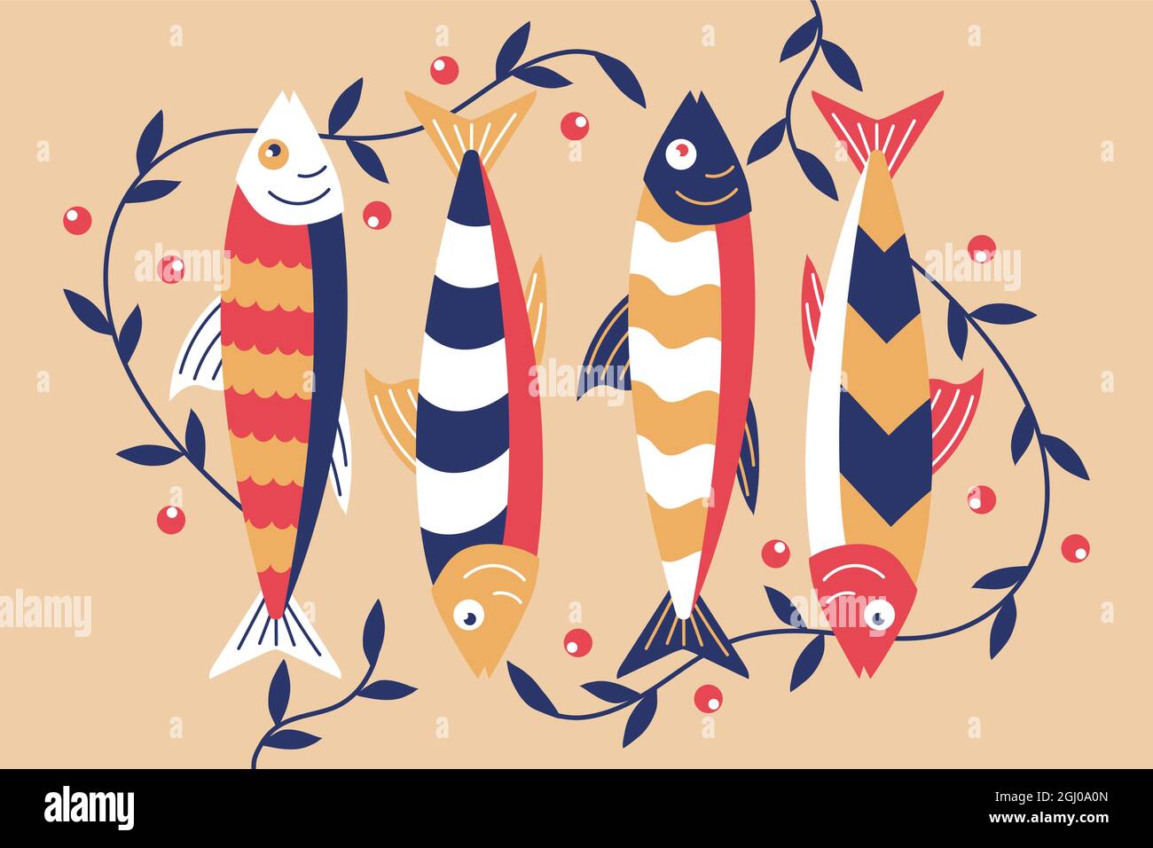 Flat design sardine illustration Vector illustration Stock Vector Image ...