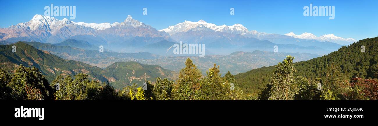 Panoramic view of Annapurna range, Nepal Himalayas mountains Stock ...