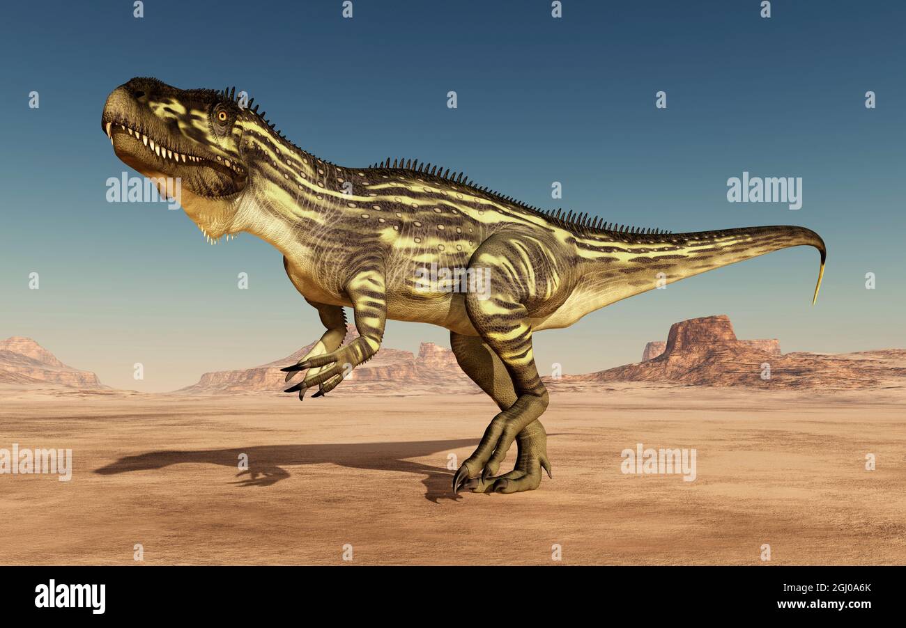 Dinosaur Torvosaurus in the desert Stock Photo - Alamy
