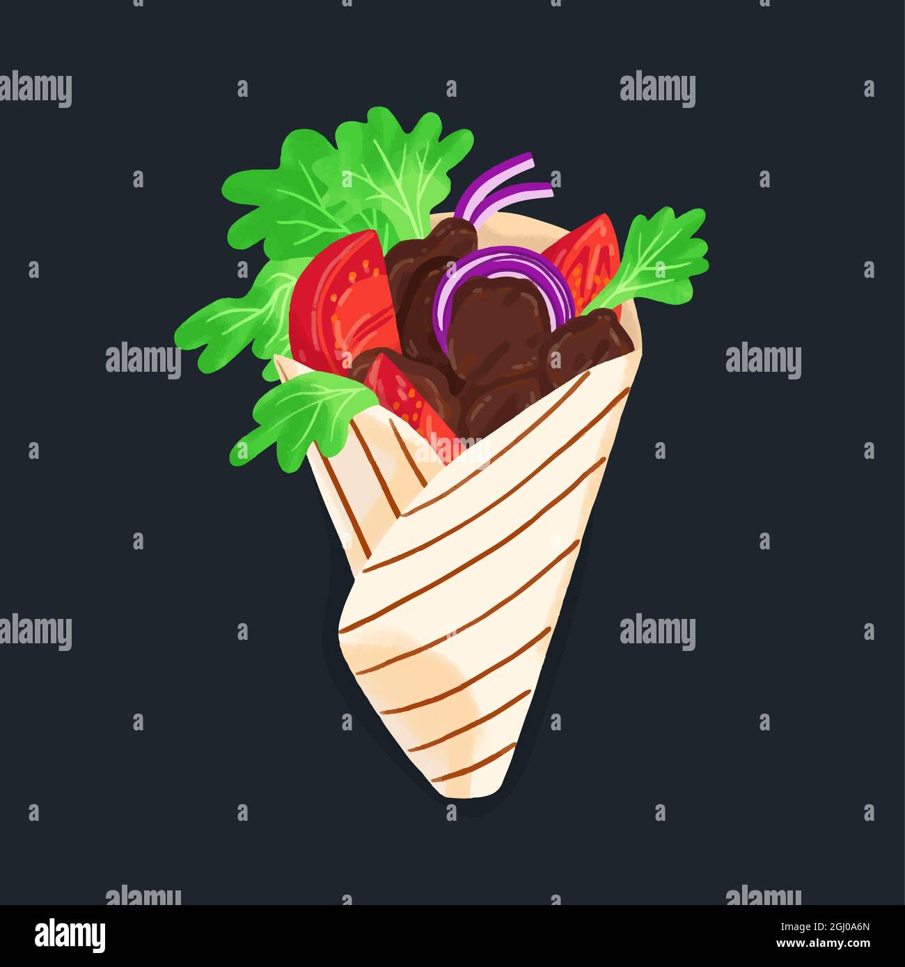 Hand drawn shawarma illustration Vector illustration Stock Vector Image ...