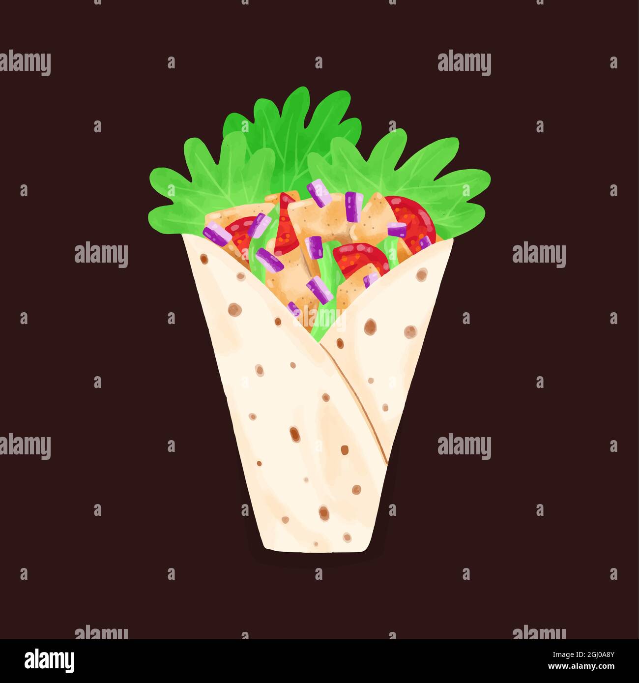 Hand drawn shawarma illustration Vector illustration Stock Vector Image ...
