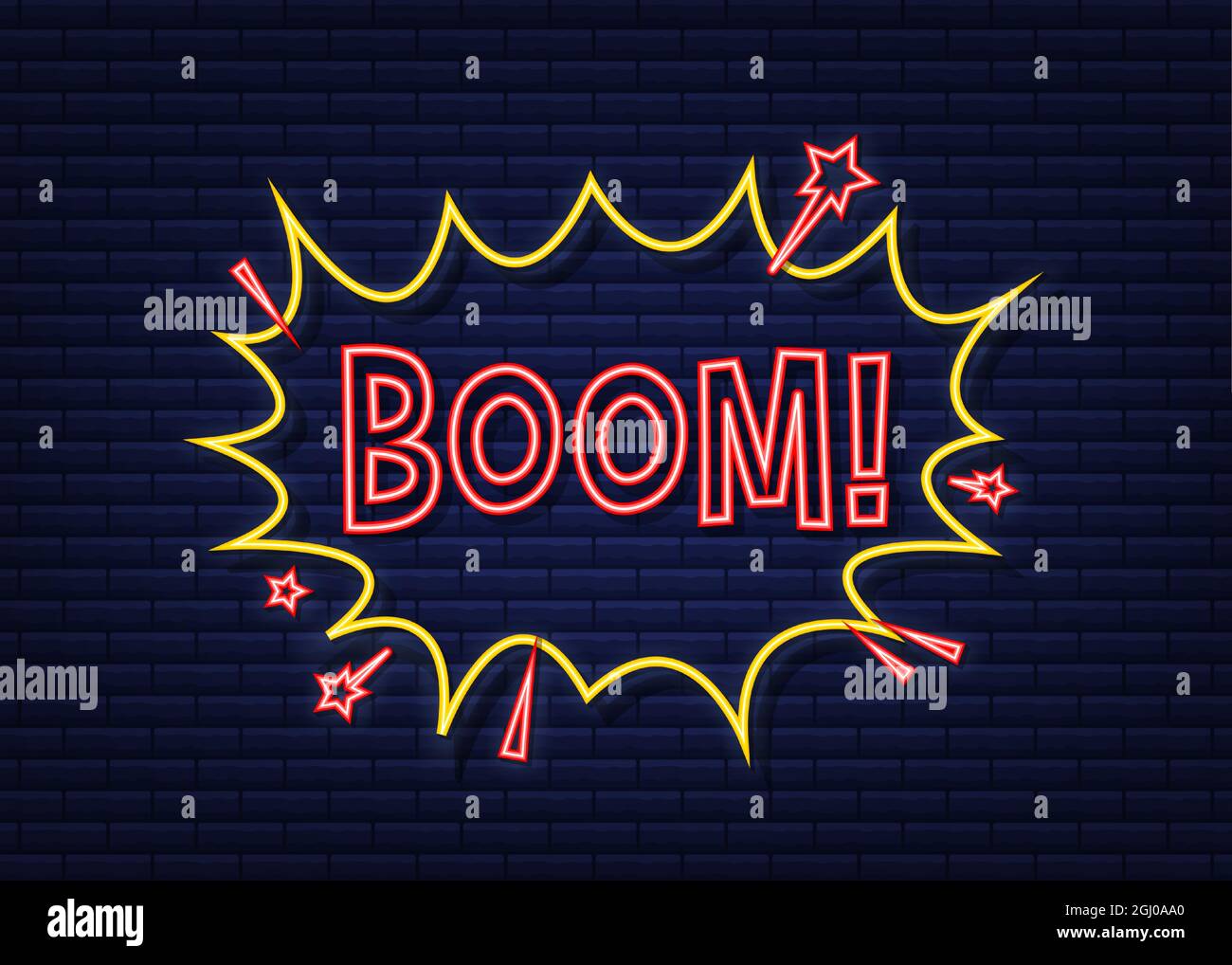 Comic speech bubbles with text Boom. Neon icon. Symbol, sticker tag ...