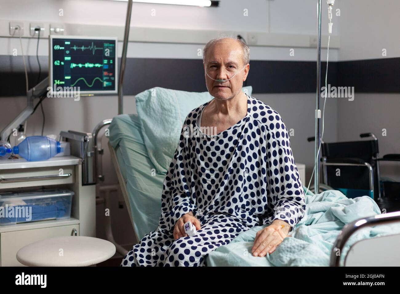 Sad Cancer Patient In Hospital