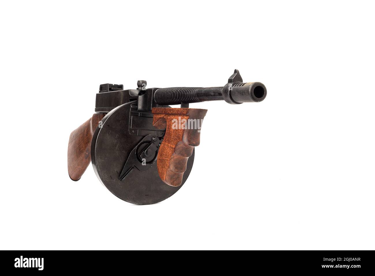 Thompson submachine gun full scale model isolated on white background ...