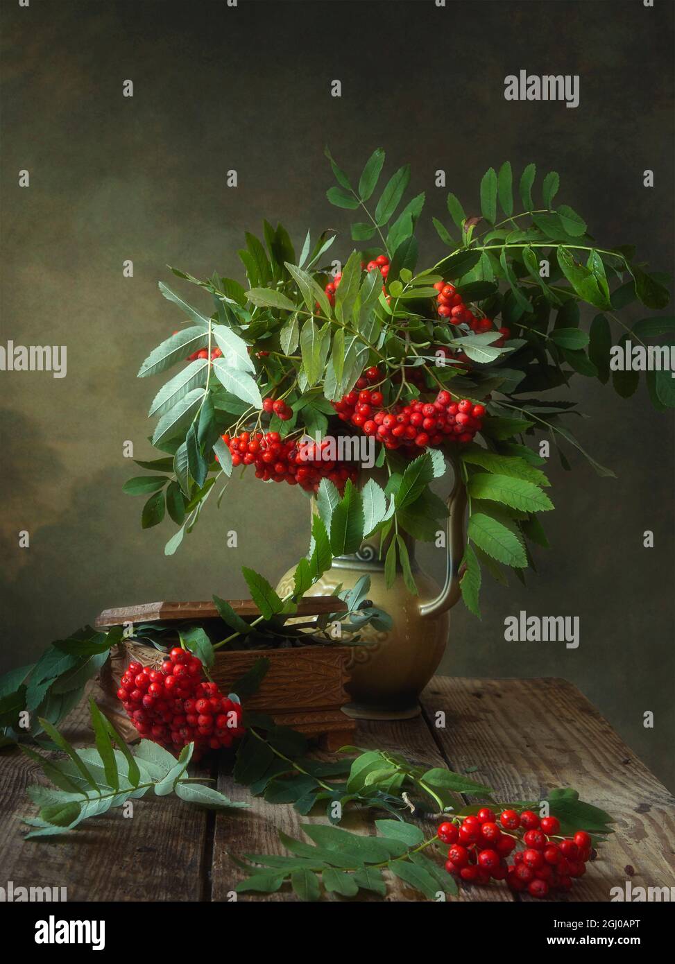 Autumn still life with rowan Stock Photo - Alamy