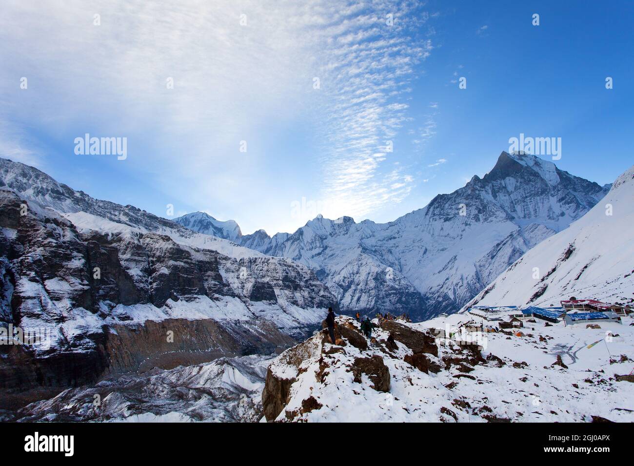 View of Mount Machhapuchhre from Annapurna south base camp, round ...