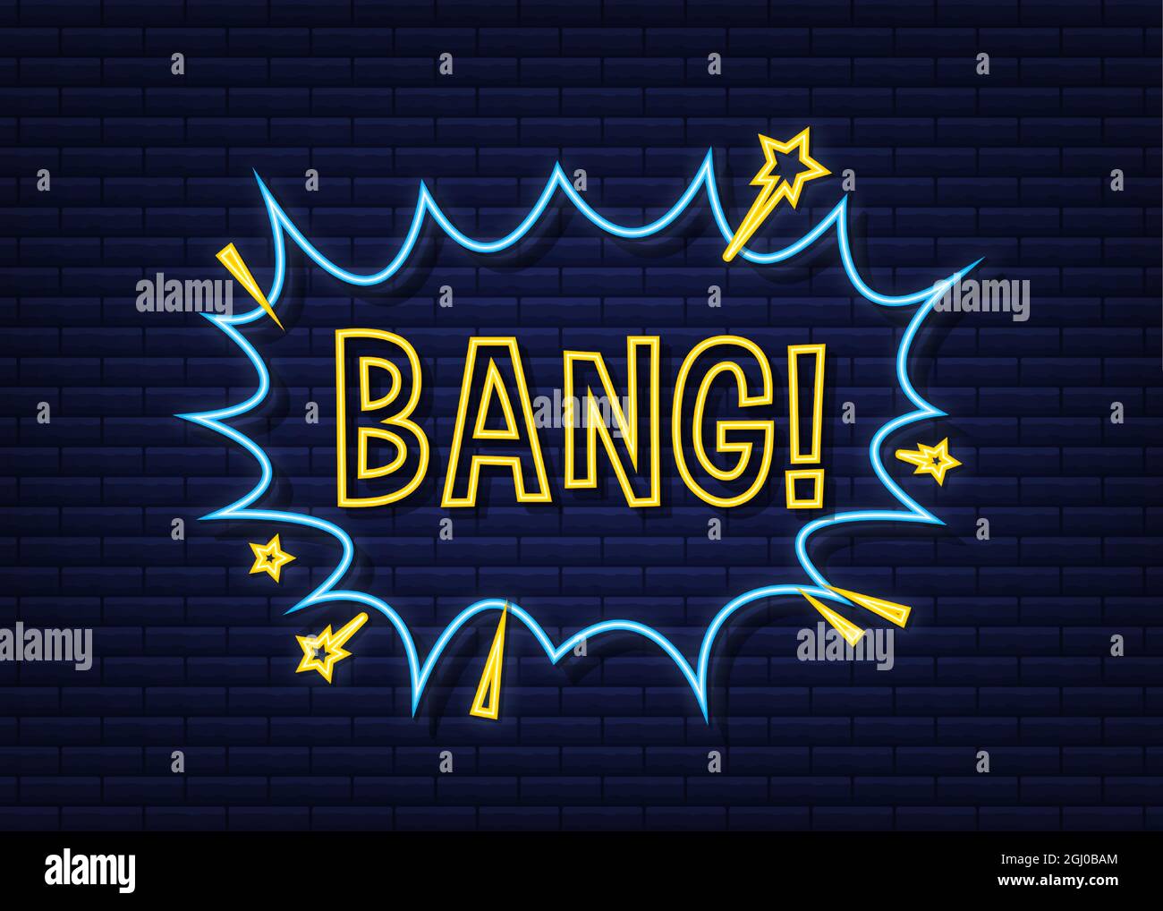 Comic speech bubbles with text Bang. Neon icon. Symbol, sticker tag ...