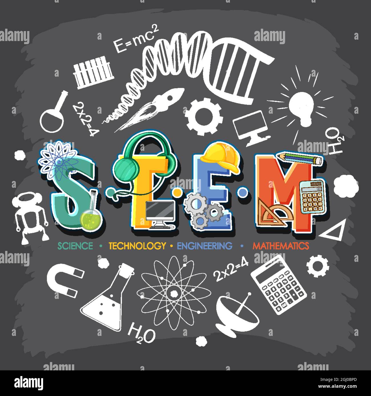 STEM logo banner with learning icon elements illustration Stock Vector ...