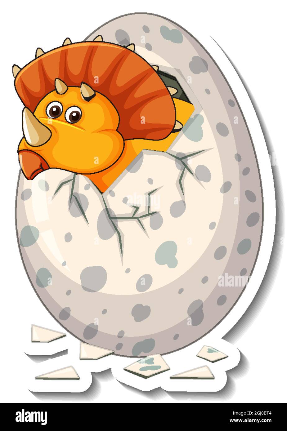 A sticker template with baby dinosaur hatching from an egg illustration ...