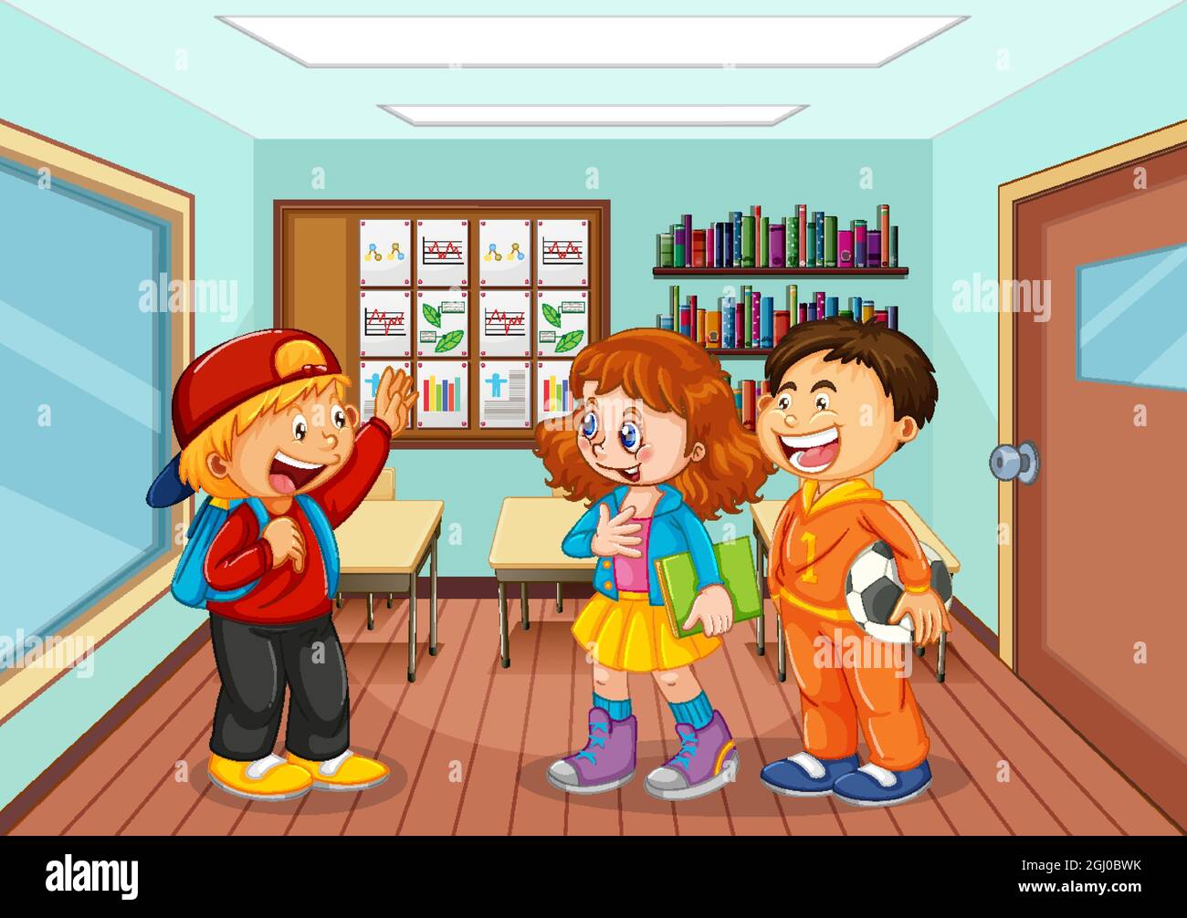 Students talking together in the classroom illustration Stock Vector ...