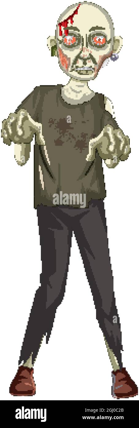 Scary zombie character on white background illustration Stock Vector ...