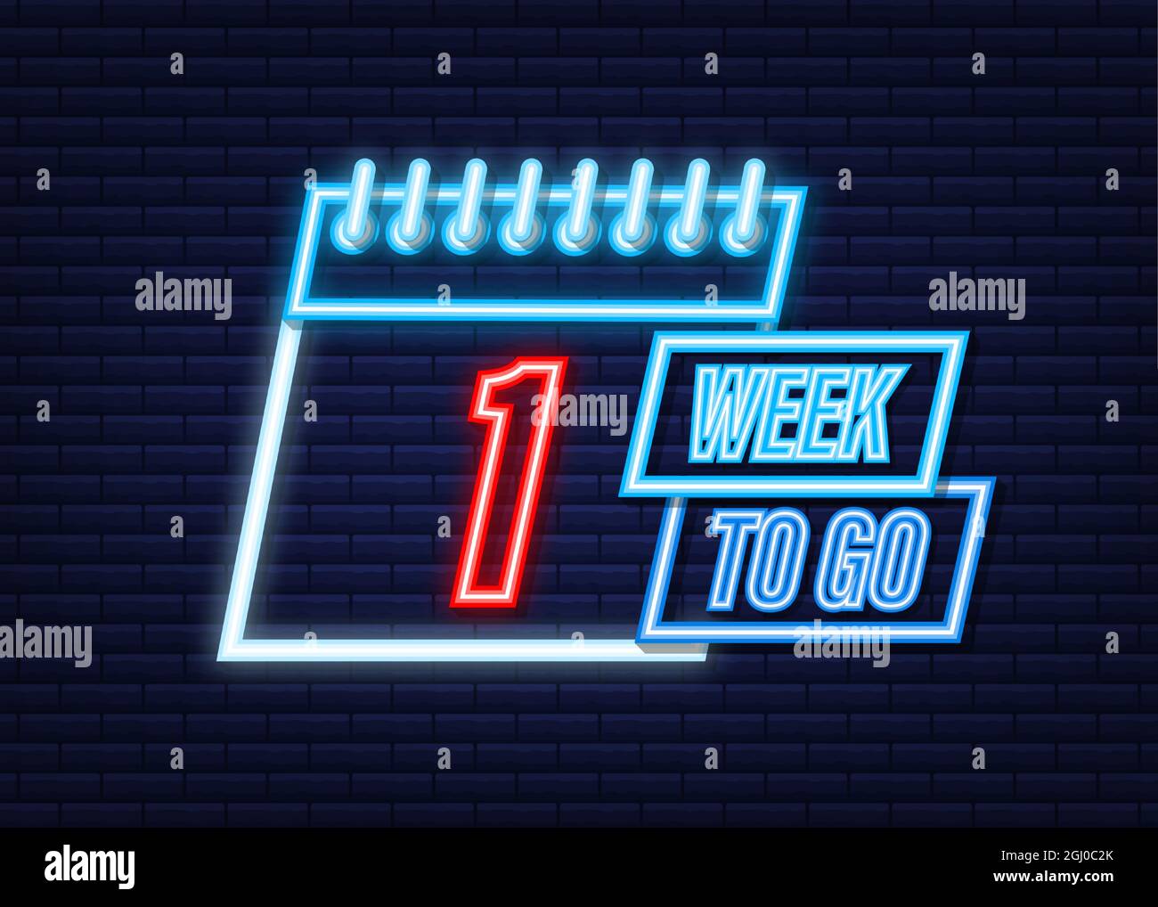 1 week to go. Neon style icon. Vector typographic design. Vector stock ...