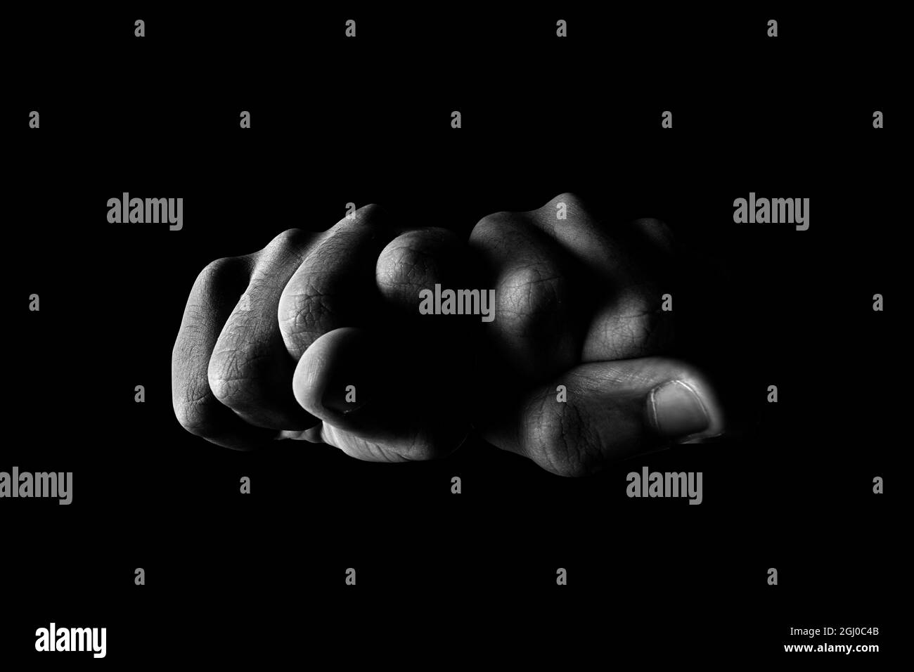 Two hand shaped punch, black and white photography Stock Photo - Alamy