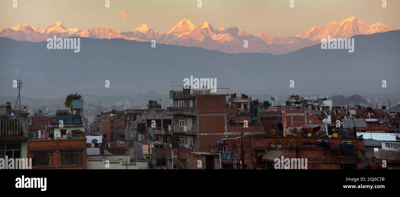 Evening panoramic view of Patan or Pathan town and Kathmandu city with ...