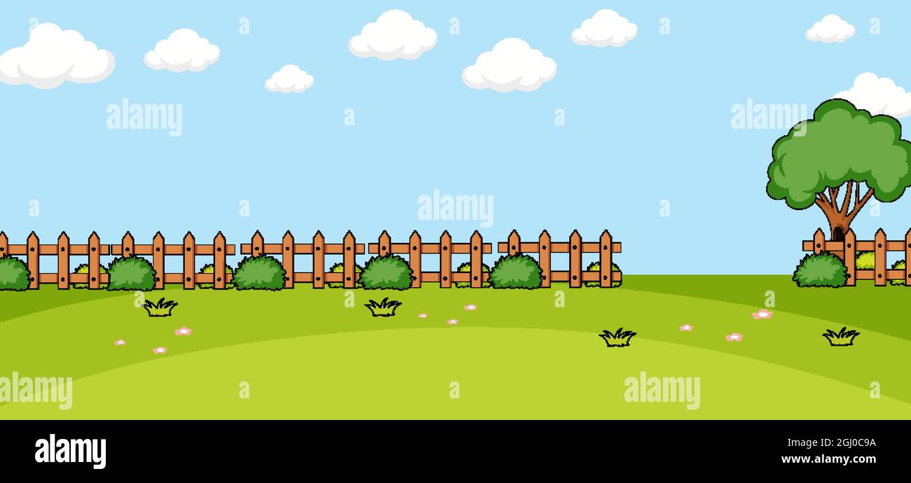 Empty park nature scene in simple style illustration Stock Vector Image ...