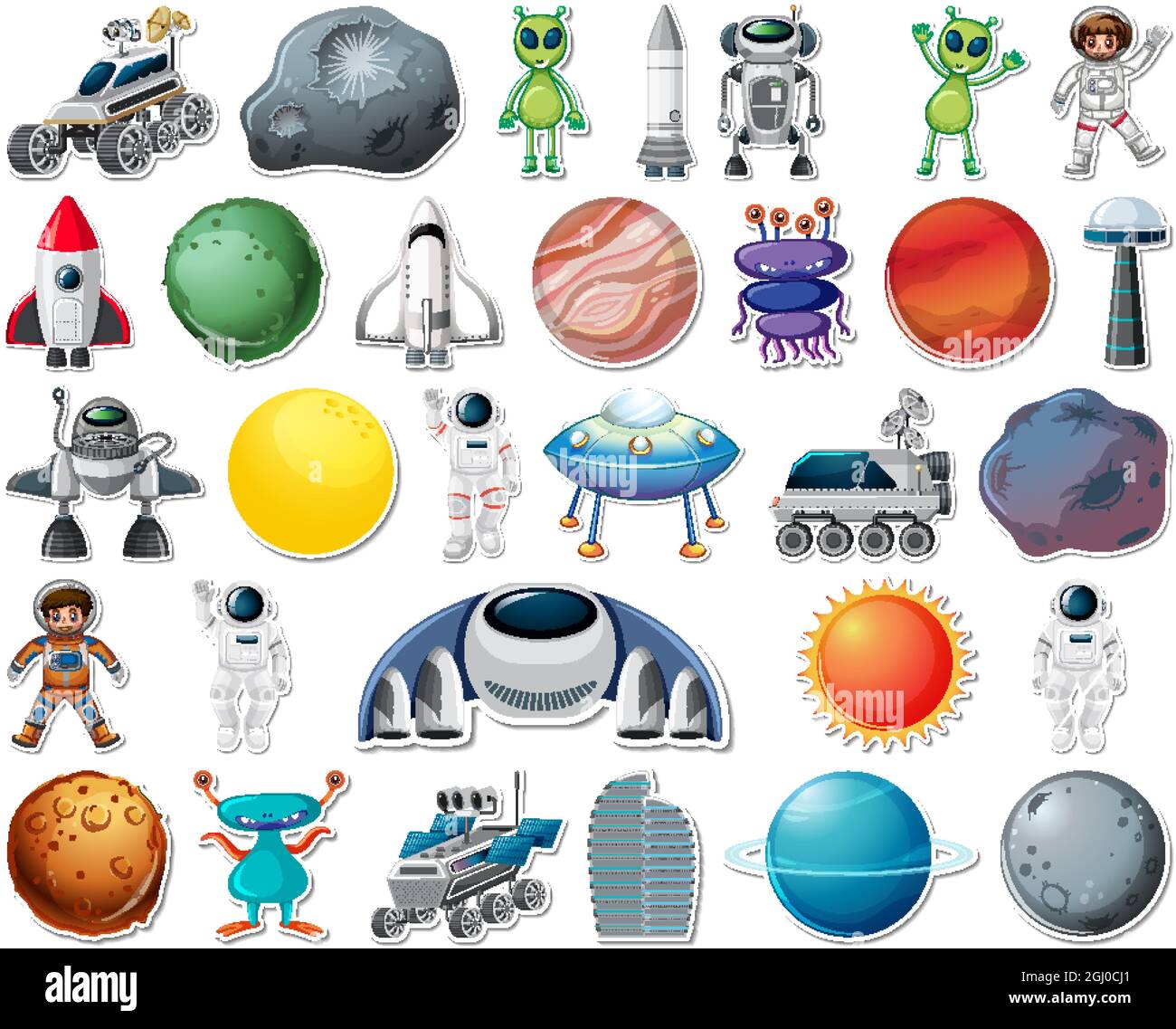 Set of stickers with Solar system objects isolated illustration Stock ...