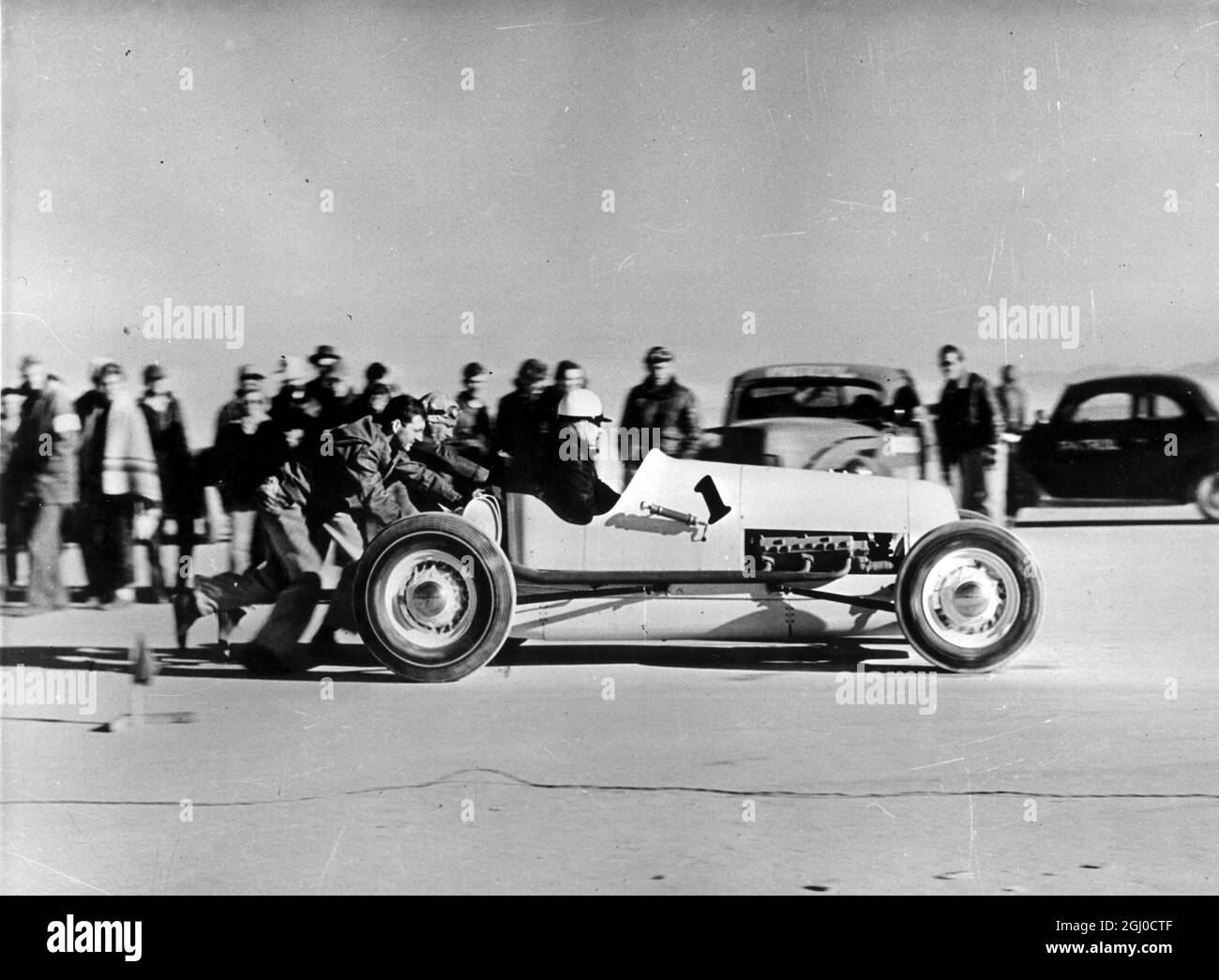 Hot Rod racing. It takes a good push to get the record holder started ...