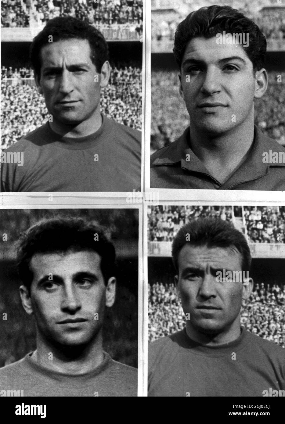 Top left : Francisco Gento (28) outside-left for Real Madrid. Top right ...