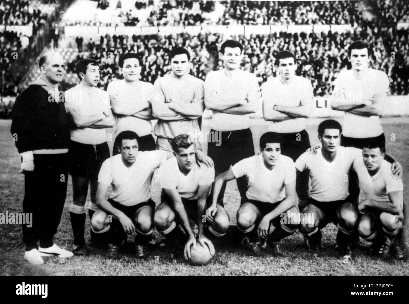 Uruguay World Cup Team Standing from left to right:-Coach Carlos Abate ...