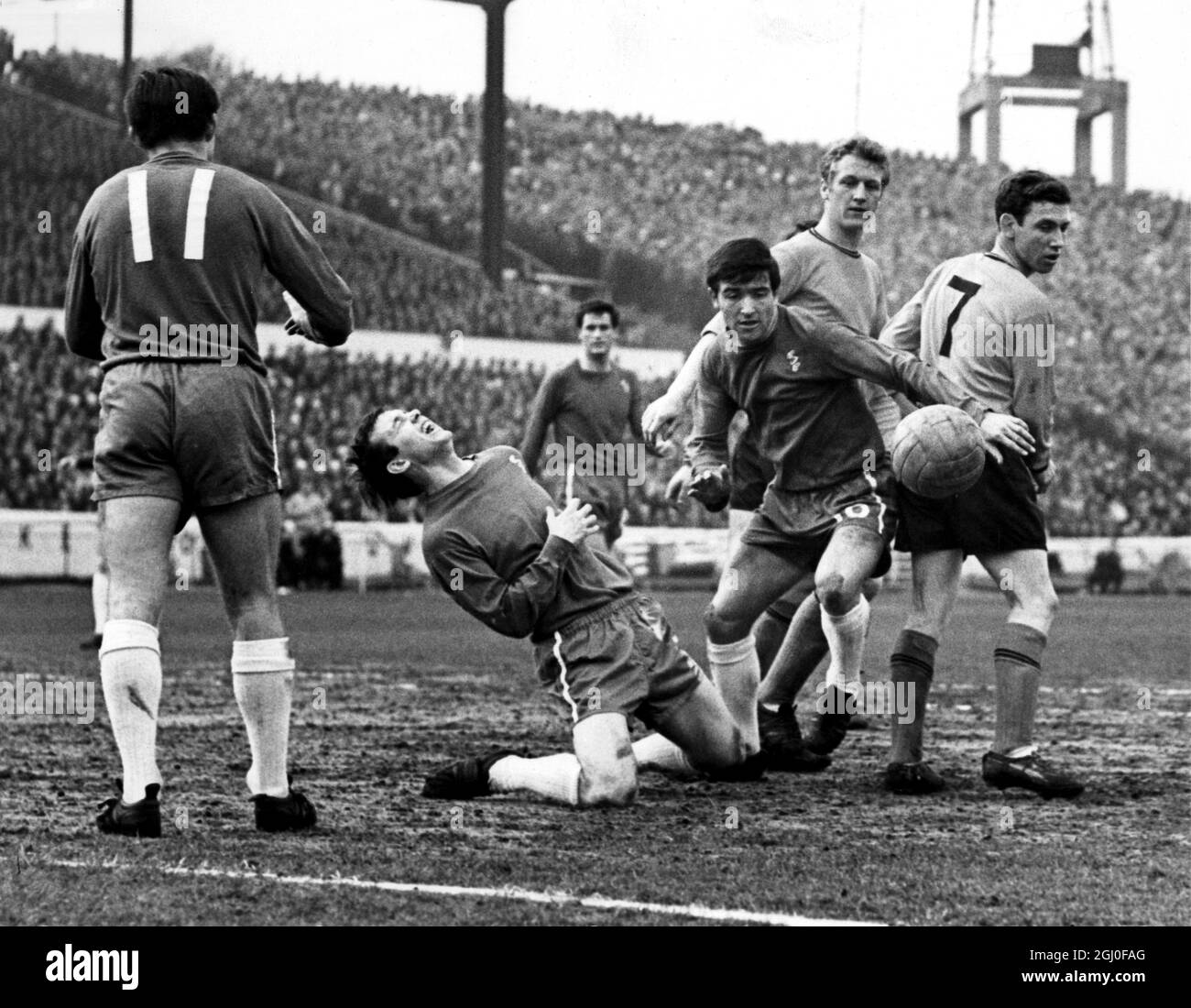 Chelsea v Hull City Marvin Hinton, the Chelsea centre half crashes a ...
