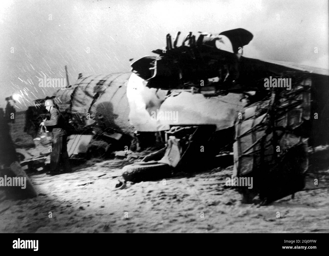 The wreckage of the plane that crashed in Munich carrying members of ...