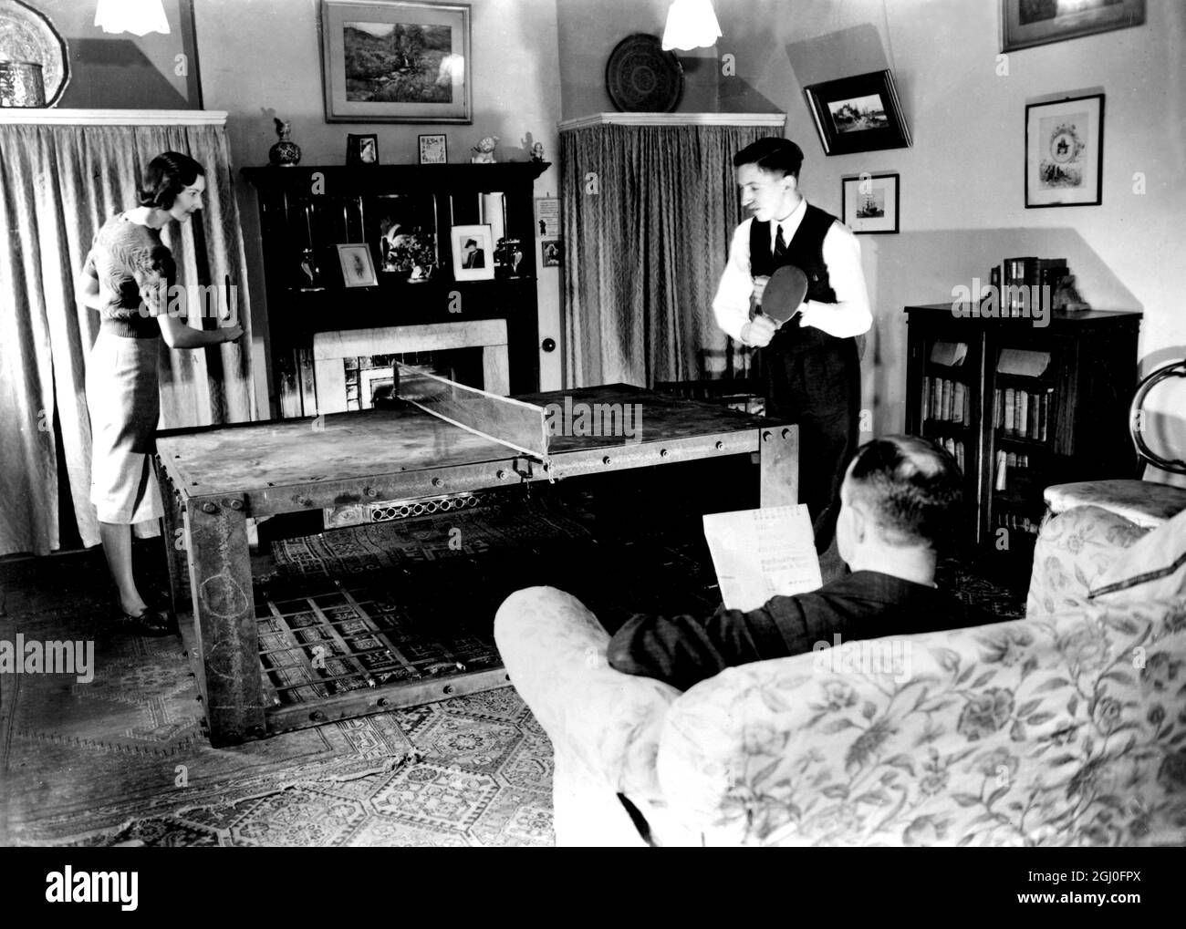 Refuge room with Morrison Shelter including games table. World War 2 ...