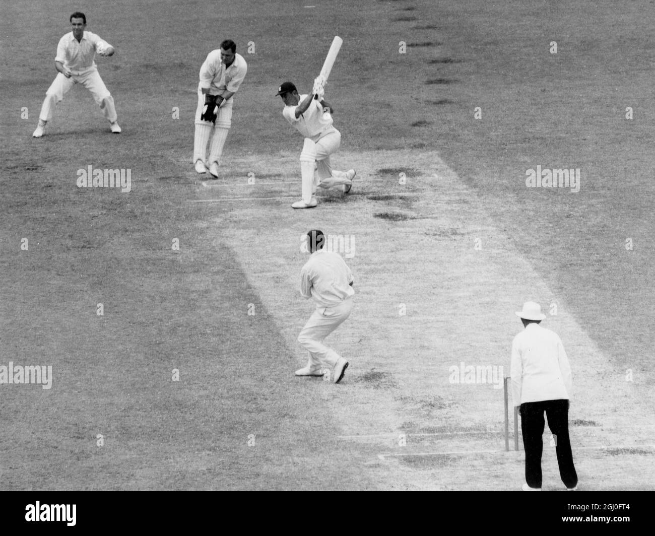 MCC v Australia Ted Dexter powerfully cover drives Ritchie Benaud ...