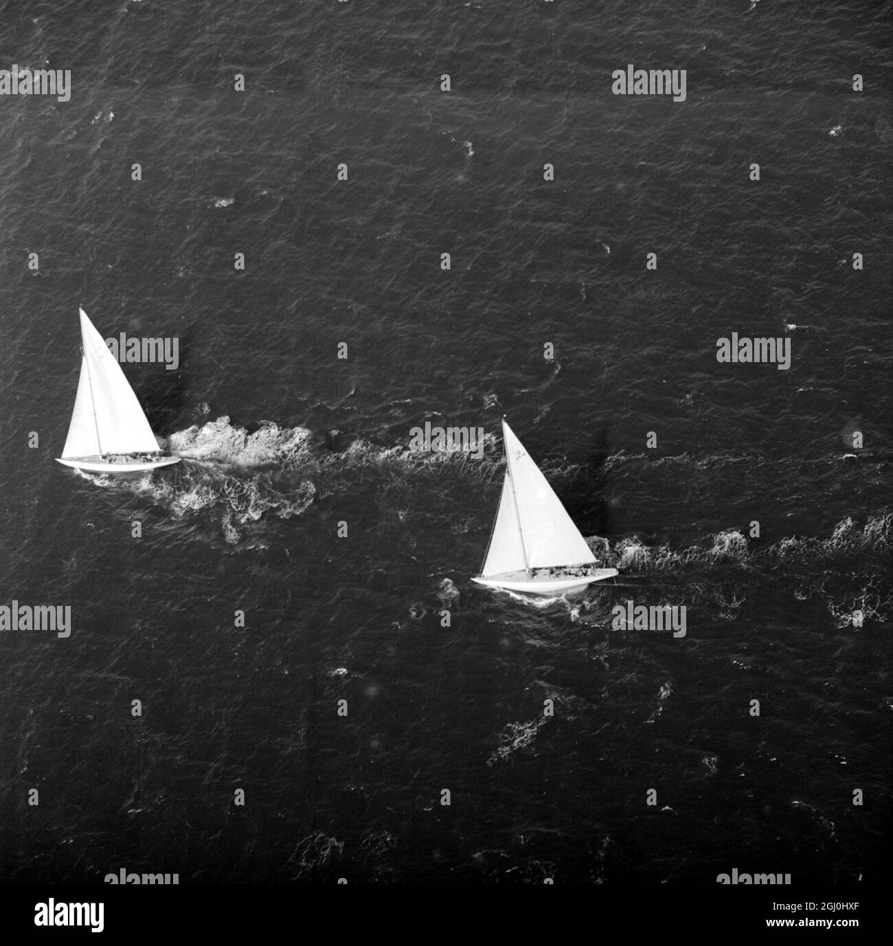 American yachts race america's cup Black and White Stock Photos ...