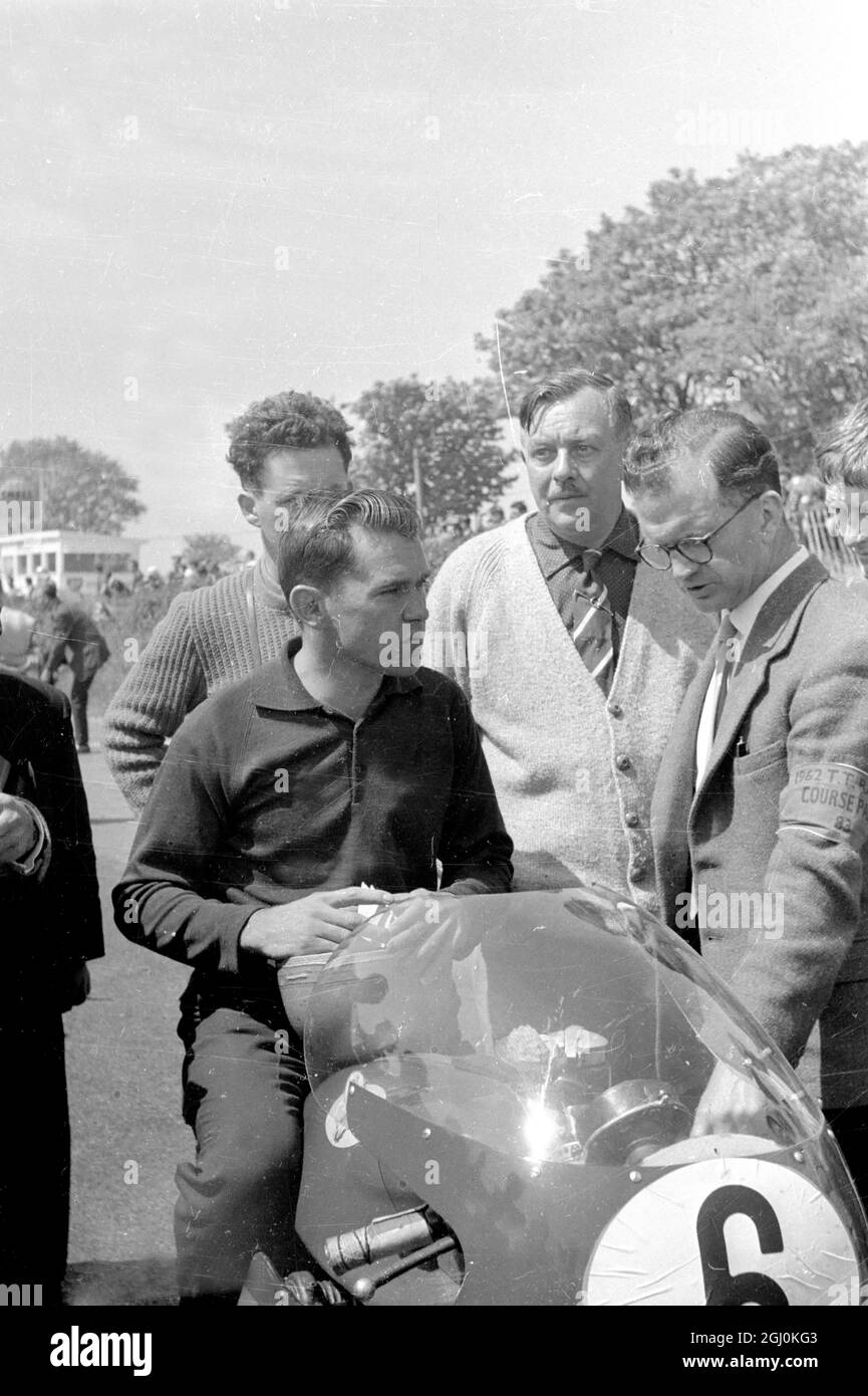 Douglas, Isle Of Man: Pictured seated at his machine is South African ...