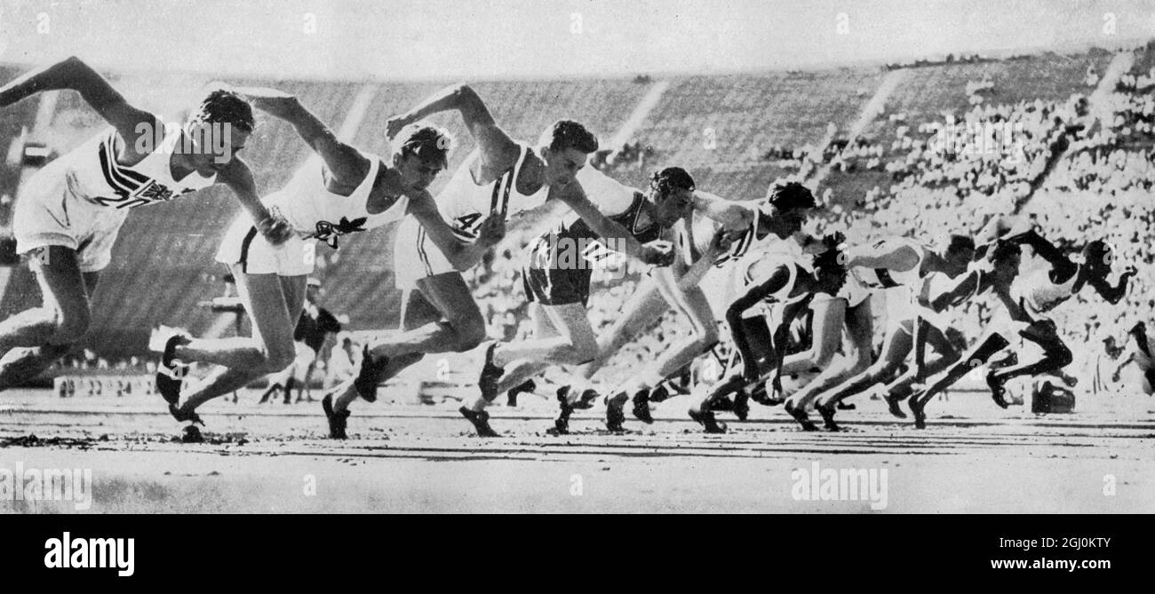 Start of the 800 meter race Los Angeles 1932, Olympic Games Stock Photo ...