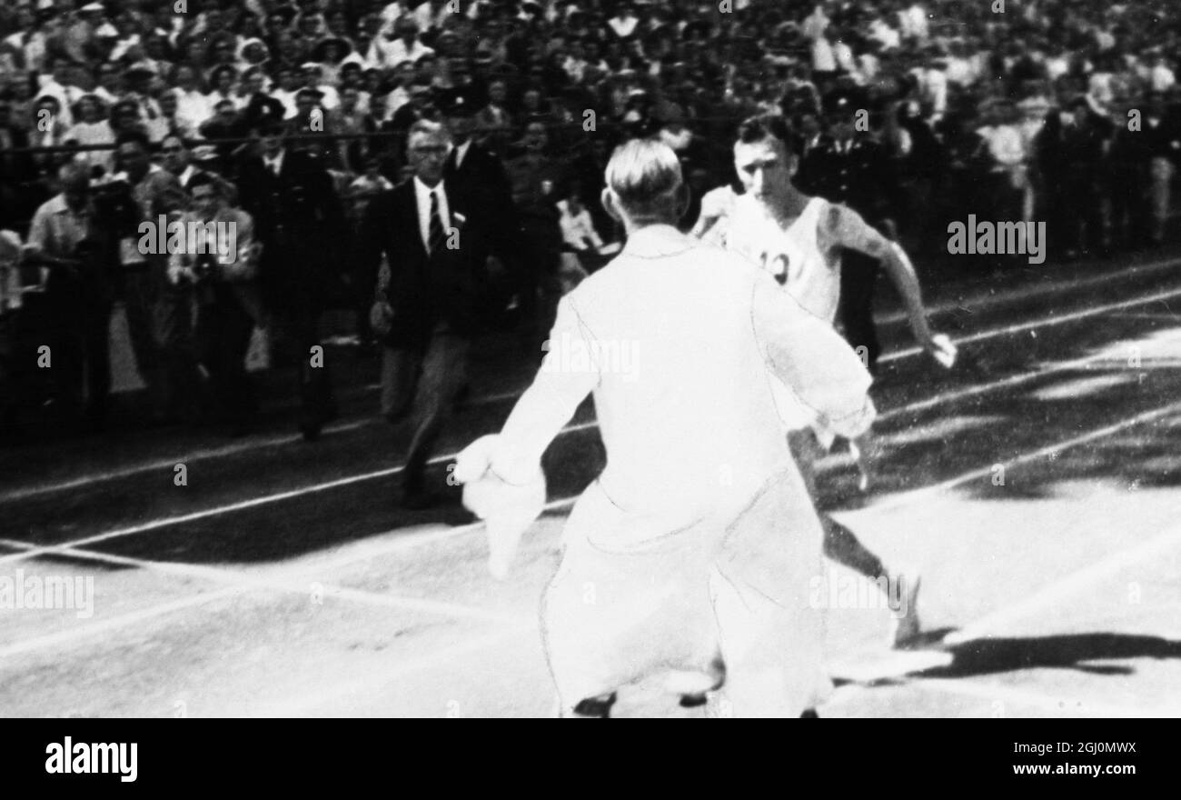 The Agony of Jim Peters shown here as he stumples to a halt after ...