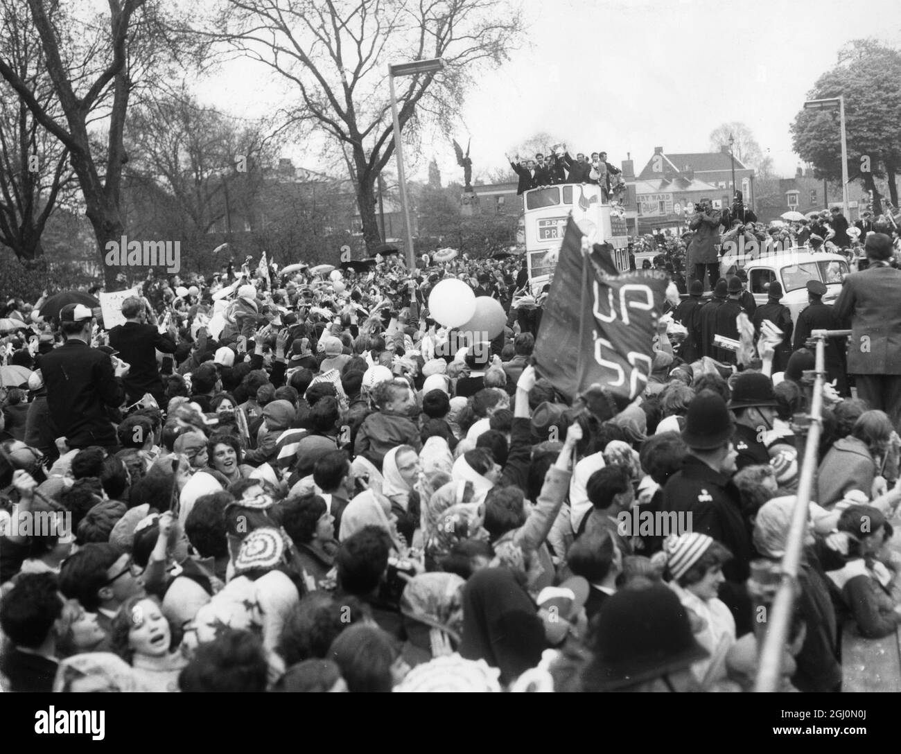 The england team bus arrives Black and White Stock Photos & Images - Alamy