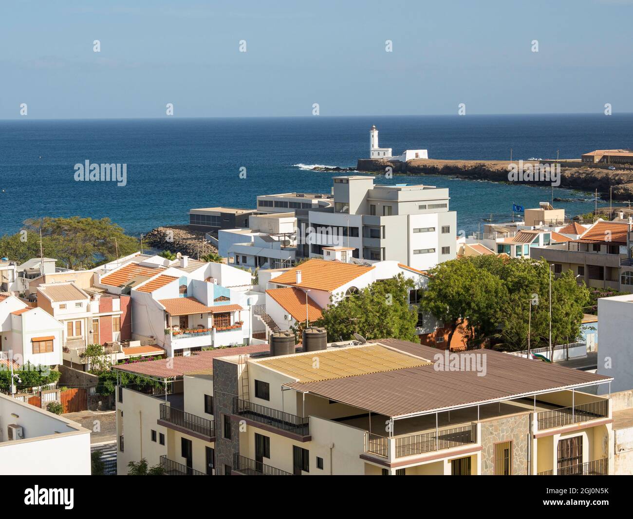 View over quarter Prainha. The capital Praia on Santiago Island (Ilha ...
