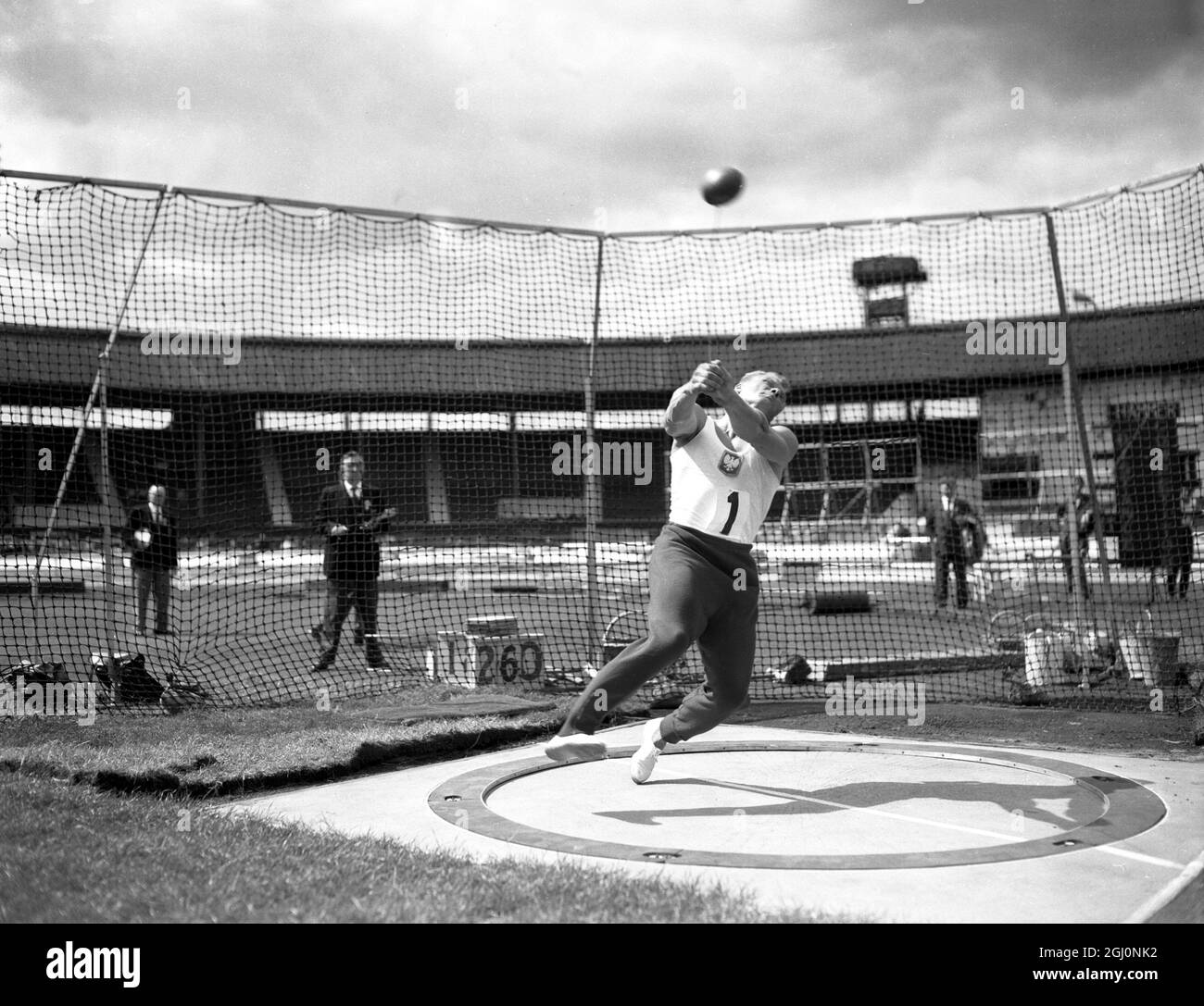 T Rut of Poland in action as he competes in the throwing the hammer ...
