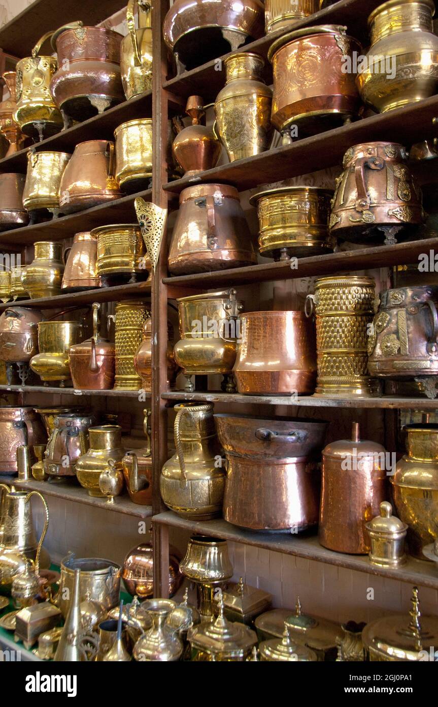 Africa, Morocco, Casablanca. Traditional handicraft market. Souvenir ...
