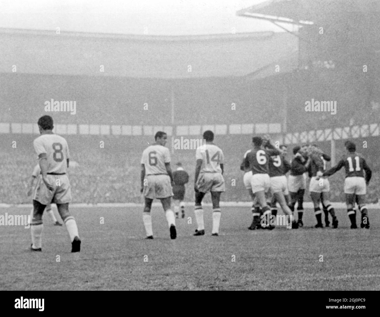 Bene receives congratulations . Liverpool , England ; Hungary ' s ...