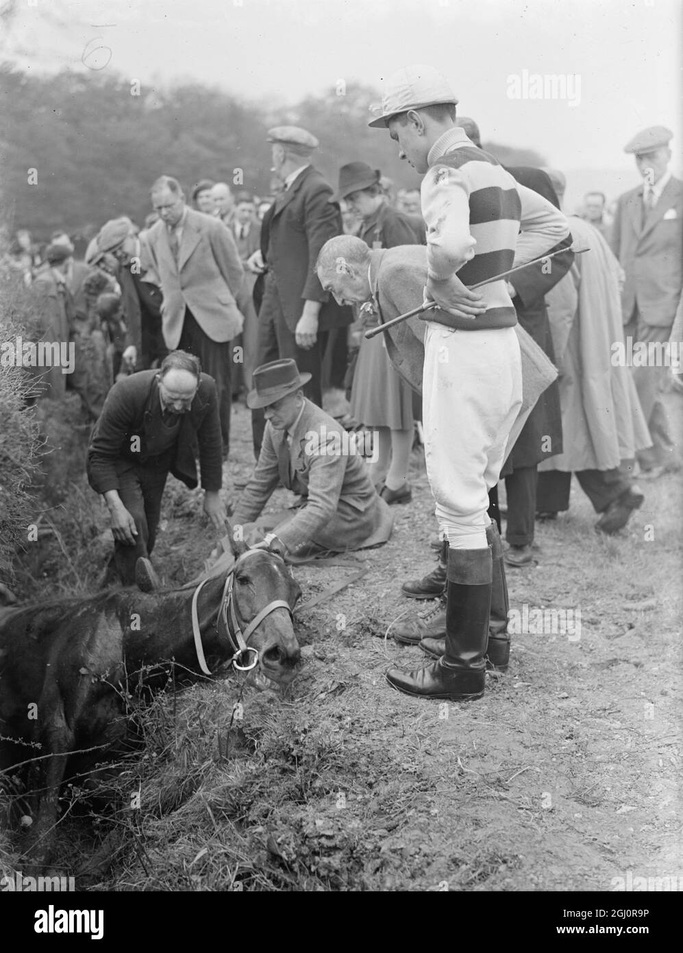Injured Jockey Black and White Stock Photos & Images - Alamy
