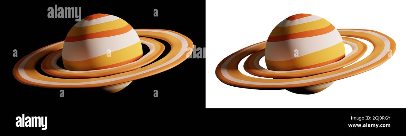 3d cartoon planet saturn. Planet with rings Stock Photo - Alamy