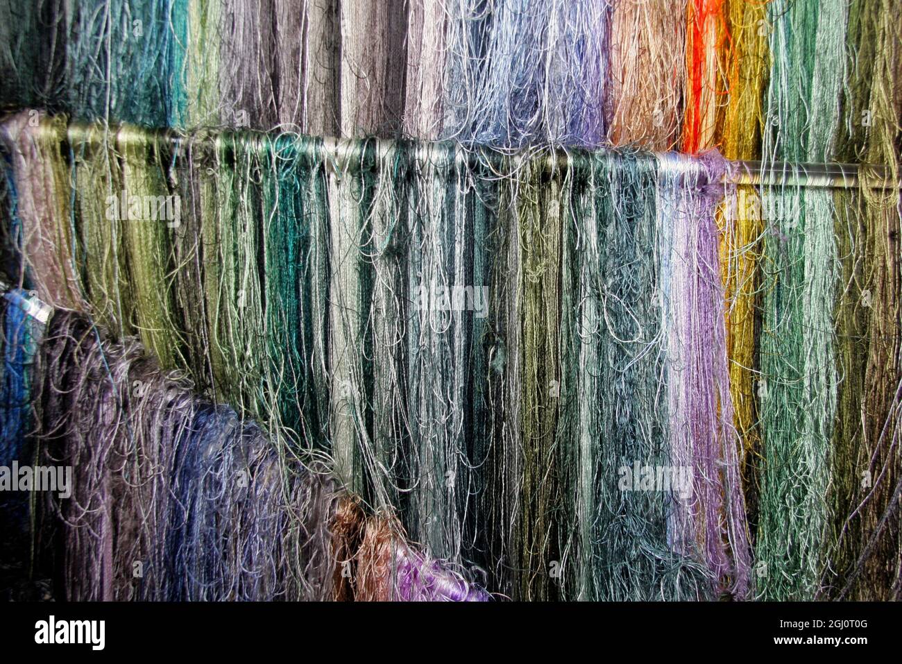 Asia, China, Suzhou. Hanging silk threads for embroidery Stock Photo ...