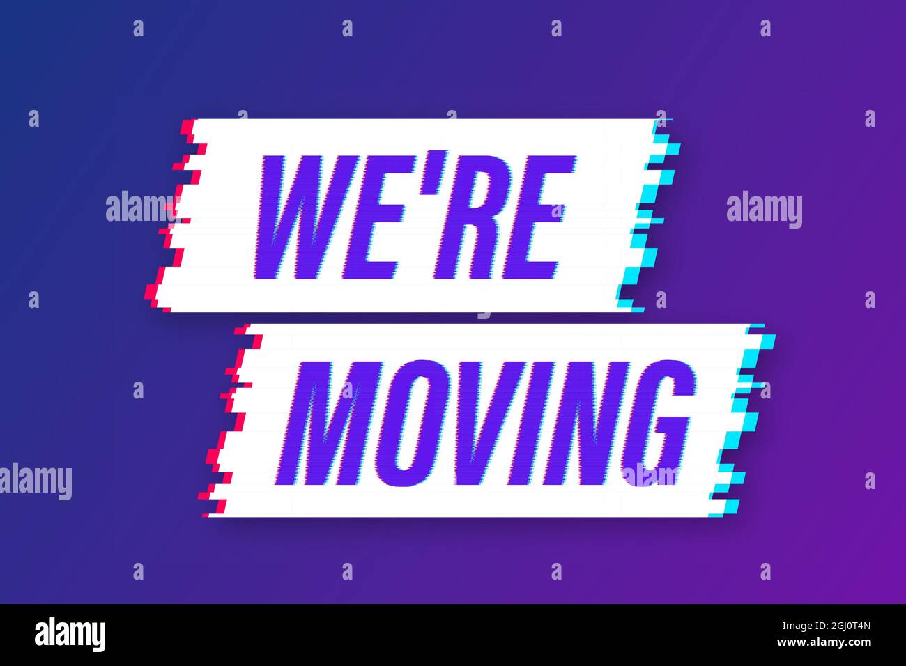 We're moving glitch icon badge. Ready for use in web or print design ...