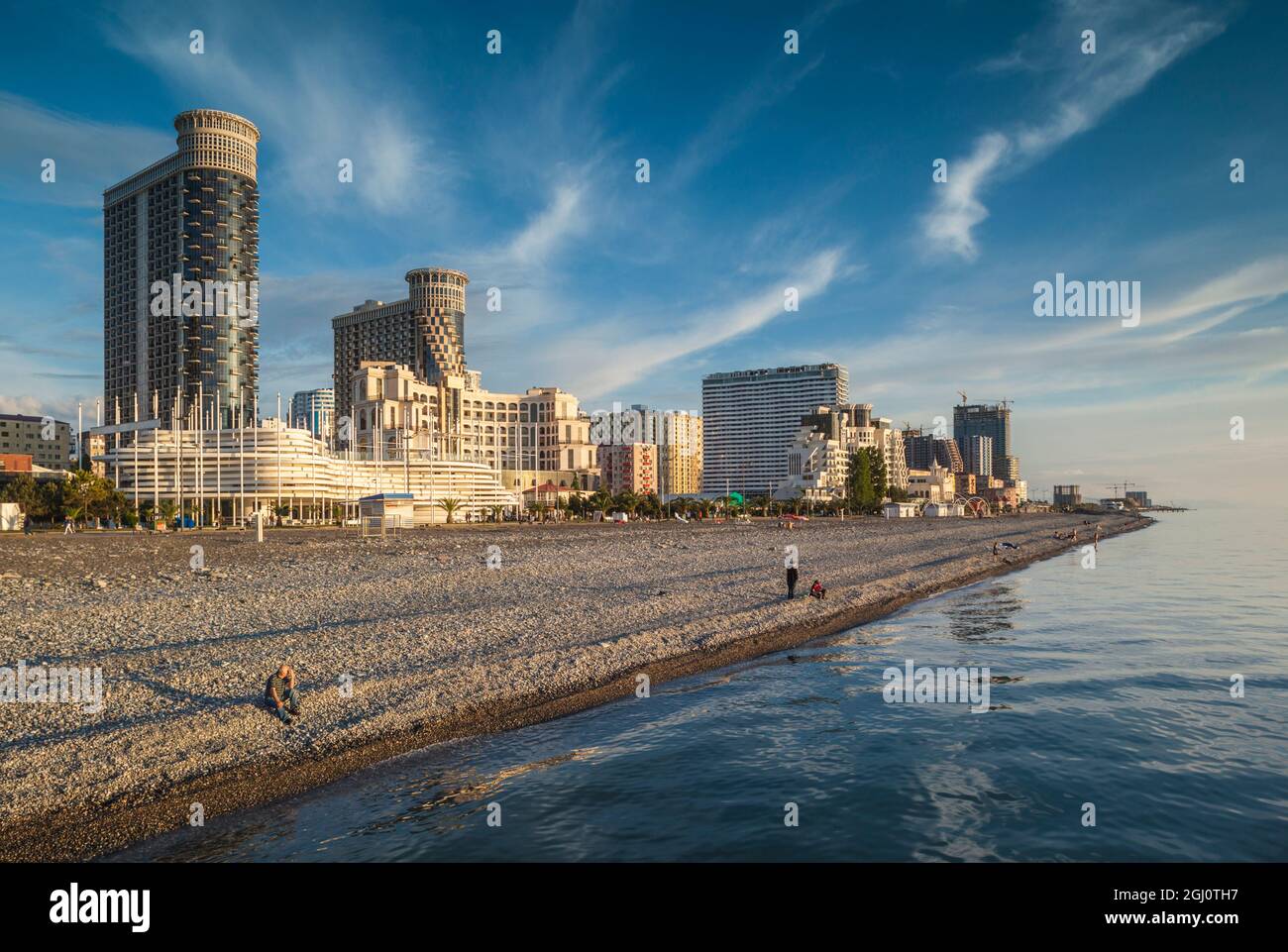 Georgia, Batumi. Batumi Boulevard and seaside promenade and ...