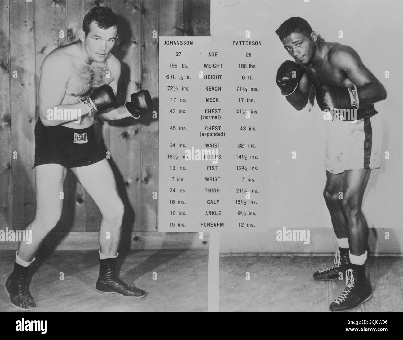 BOXING PATTERSON F JOHANSSON I MEASUREMENTS 16 JUNE 1960 Stock Photo ...